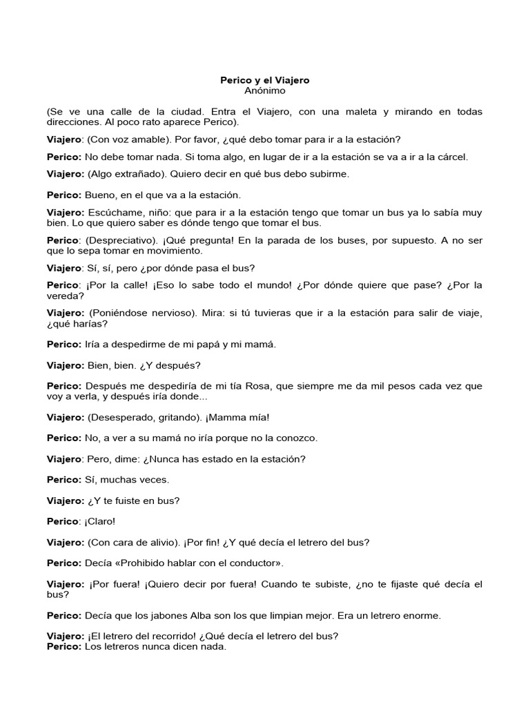 Perico y El Viajero - Anónimo | PDF