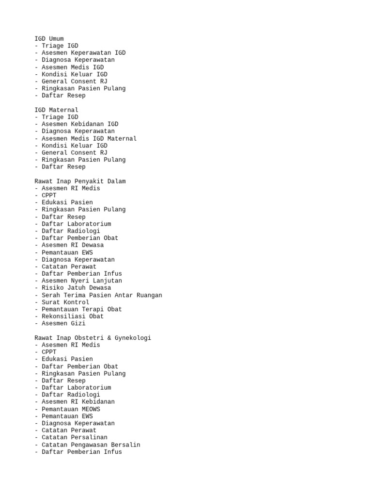 Contoh Setting Menu Emr | PDF