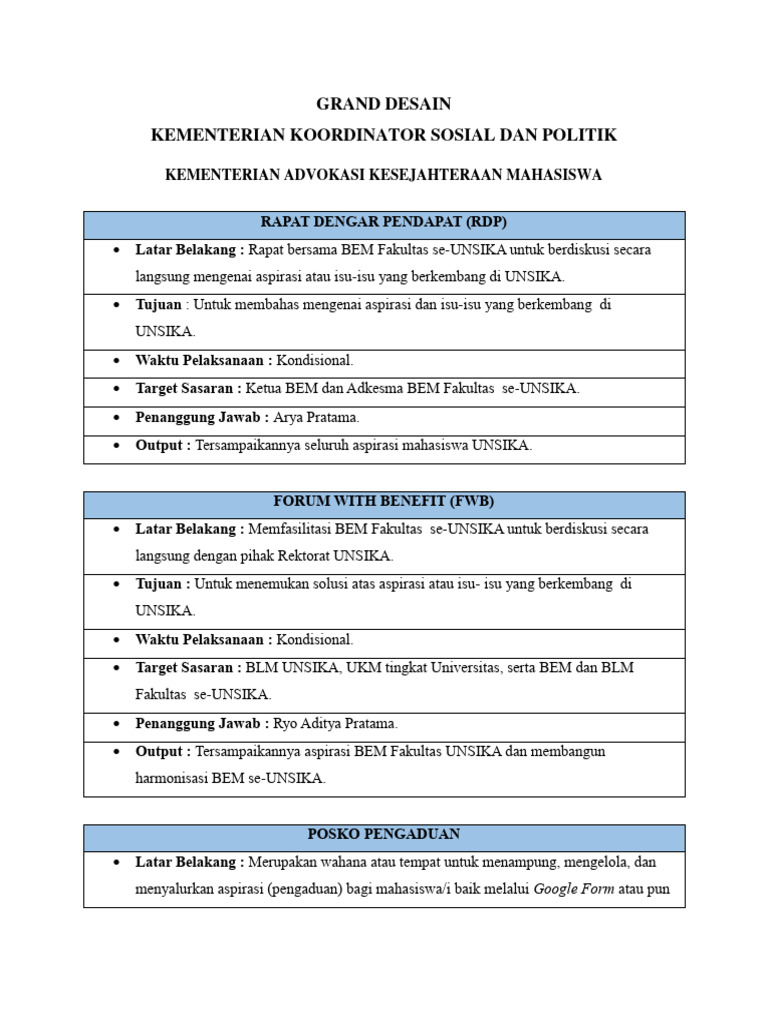 Grand Design Kementerian Koordinator Sosial & Politik | PDF