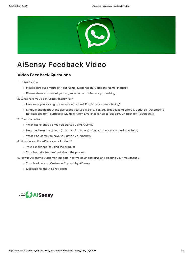 Final Feedback Video Questions | PDF