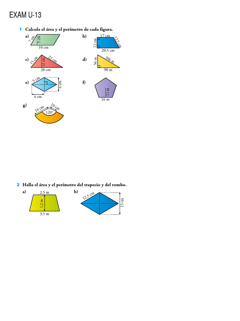 Cálculo de áreas y perímetros en geometría | PDF | Hogar, jardinería y ...