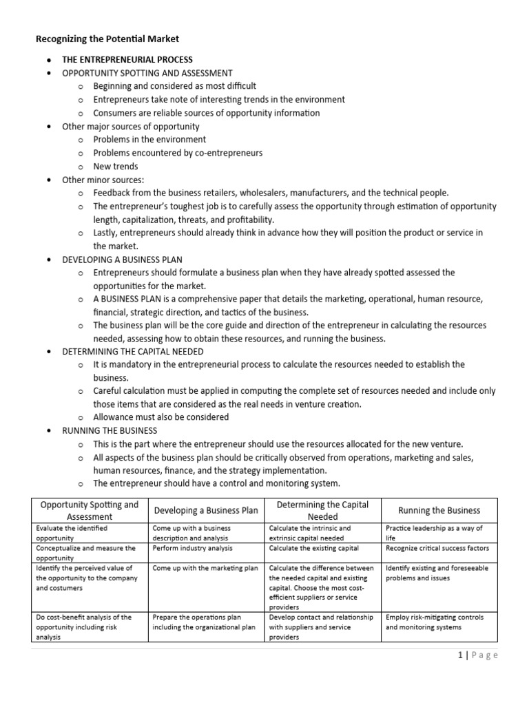 Identifying Potential Market Opportunities | PDF | Entrepreneurship ...