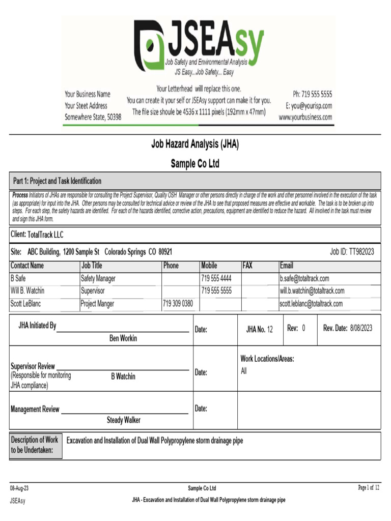 JHA Excavation and Installation of Polypropylene Storm Drainage Pipe ...