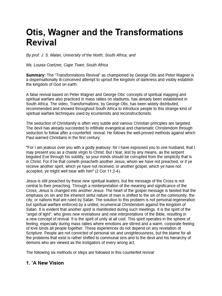 George Otis Transformation | PDF | Spiritual Warfare | Deliverance Ministry