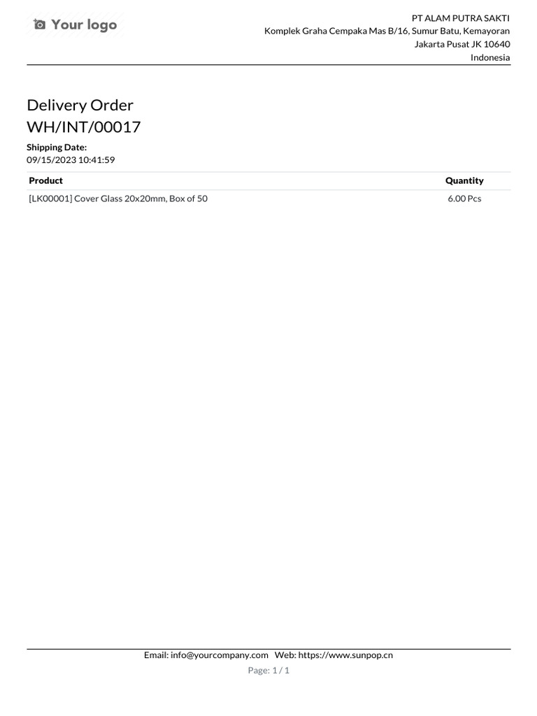 Delivery Slip - WH - INT - 00017 | PDF