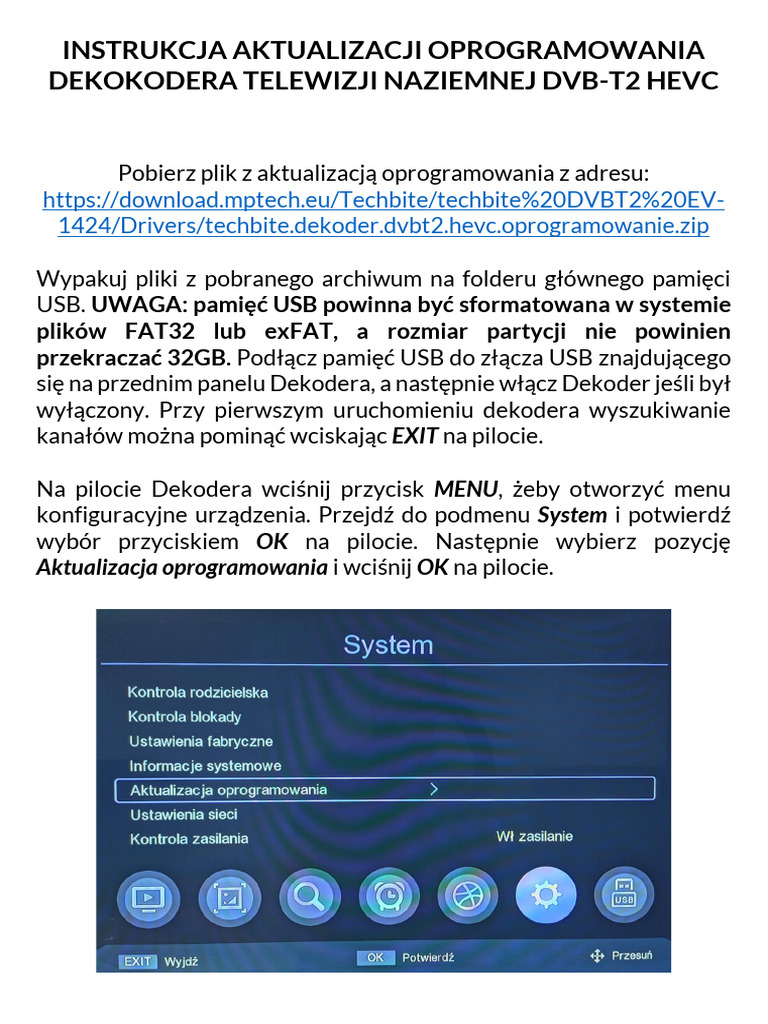 Instrukcja Aktualizacji Dekodera | PDF