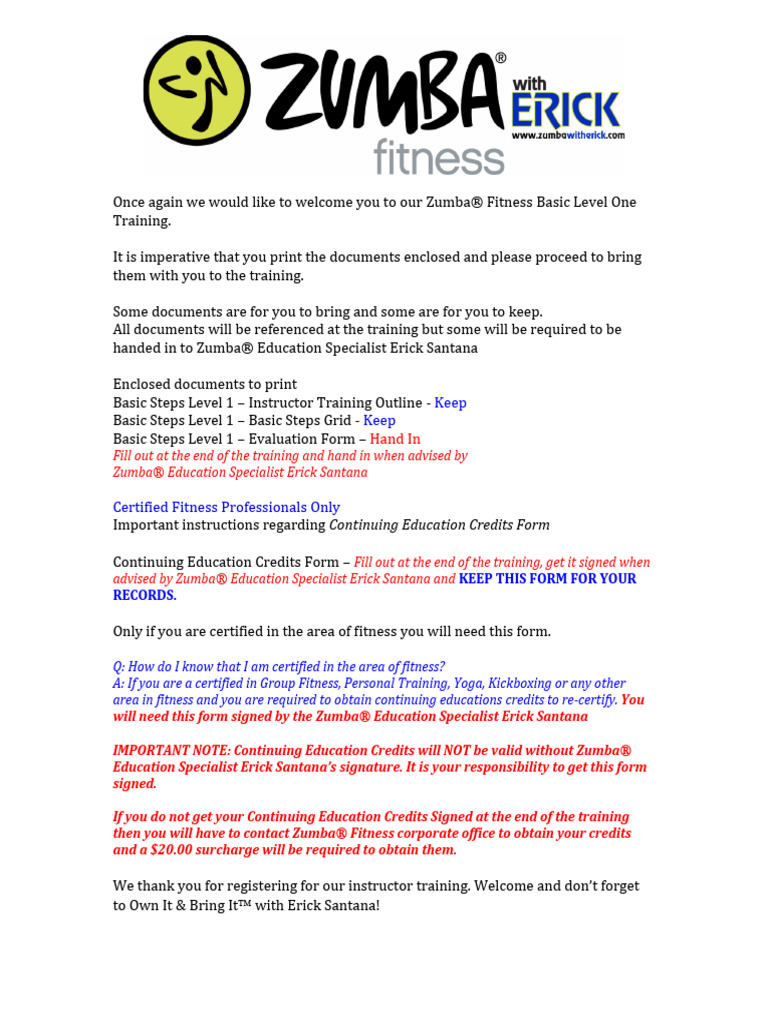 Zumba Steps Guideline | PDF