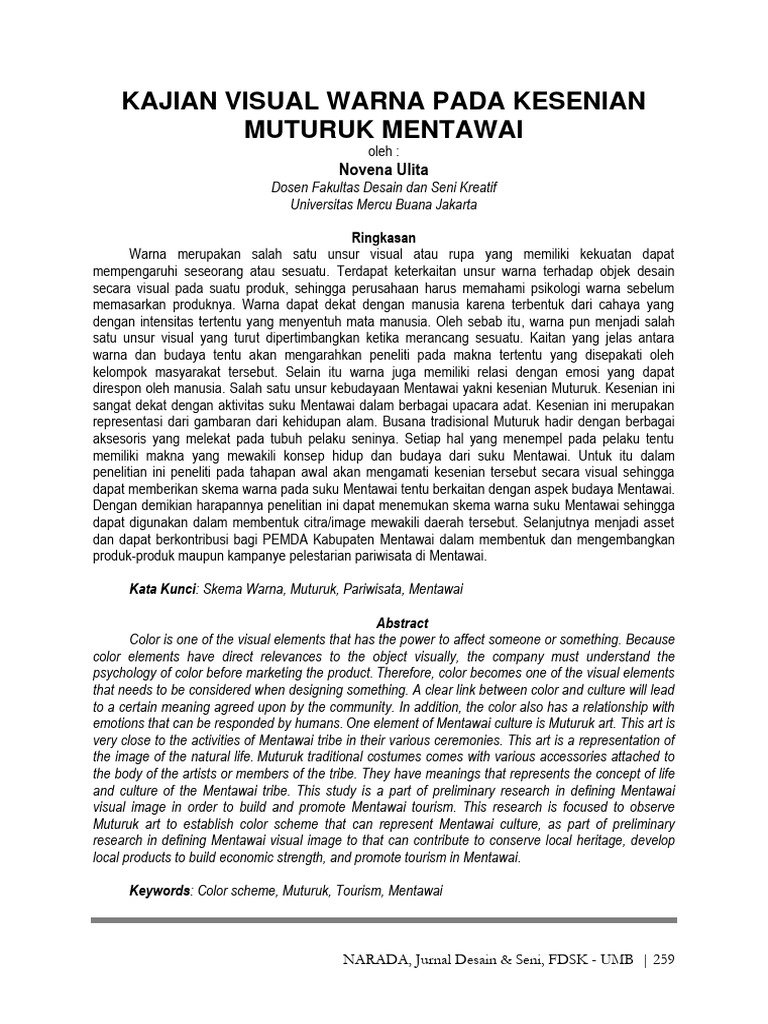 Kajian Visual Warna Pada Kesenian Muturu | PDF