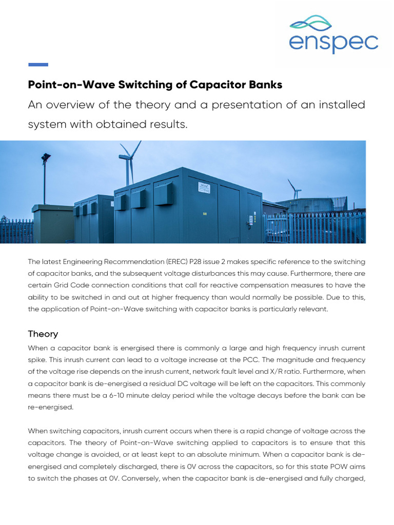 Point On Wave Capacitor Bank Switching Online | PDF