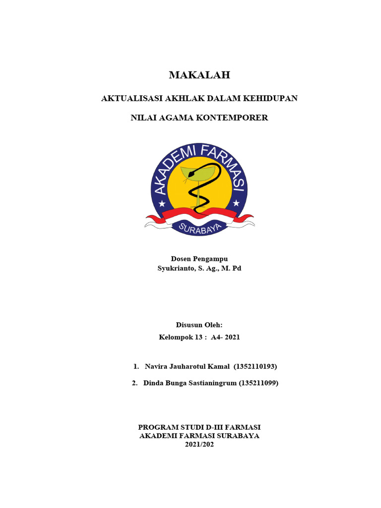 Makalah Aktualisasi Akhlak Dalam Kehidupan | PDF Makalah Aktualisasi Akhlak Dalam Kehidupan | PDF