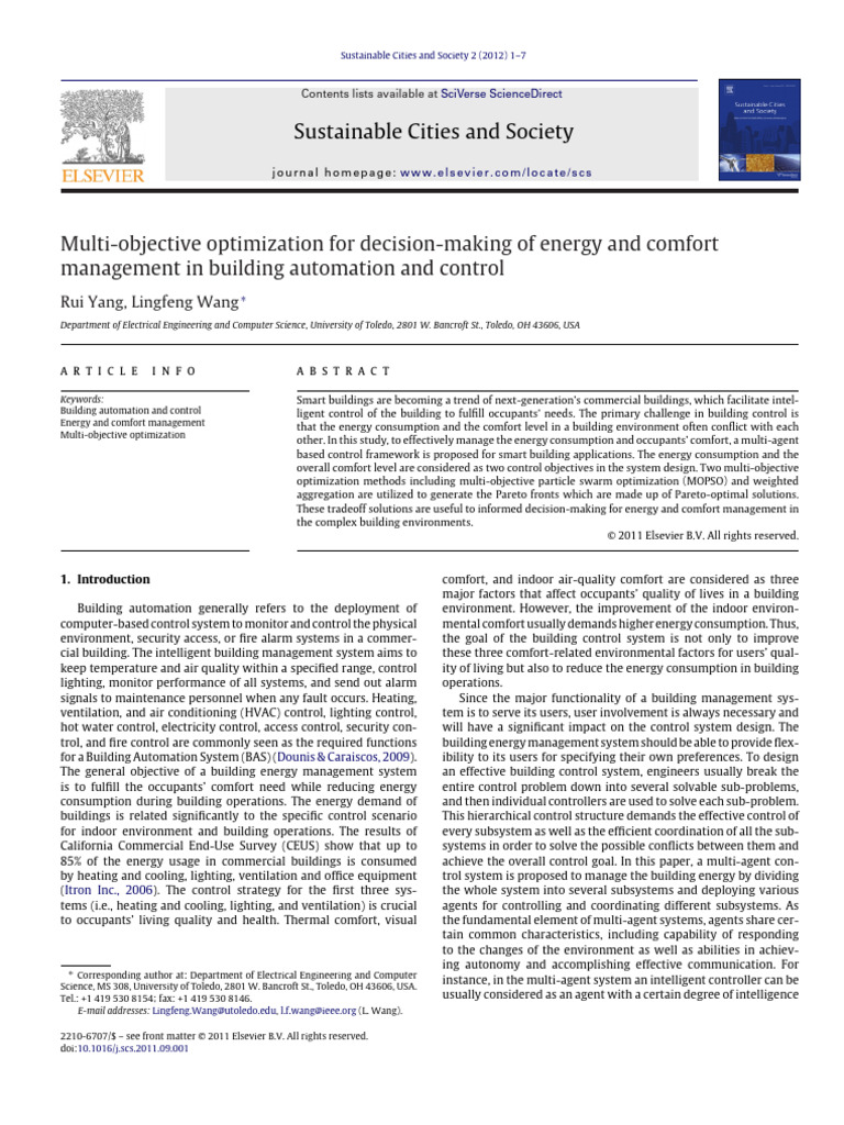 Multi Objective Optimization For Decision Making of Energy and Comfort Management in Building ...