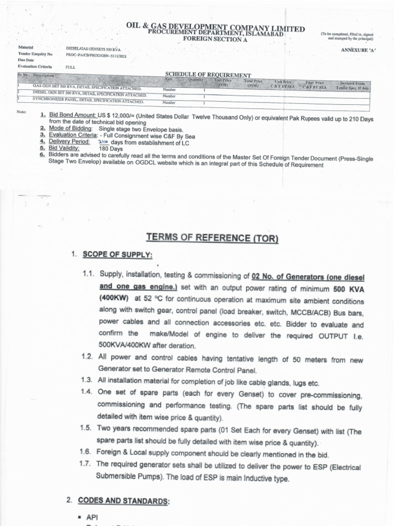 Sor Gen 5111 Diesel | PDF