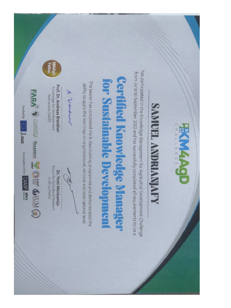 KM Certificate | PDF