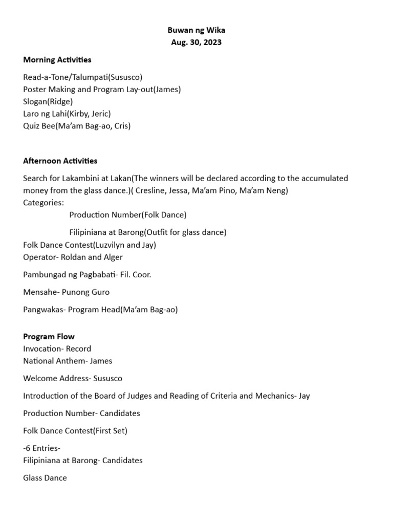 Buwan NG Wika Program | PDF