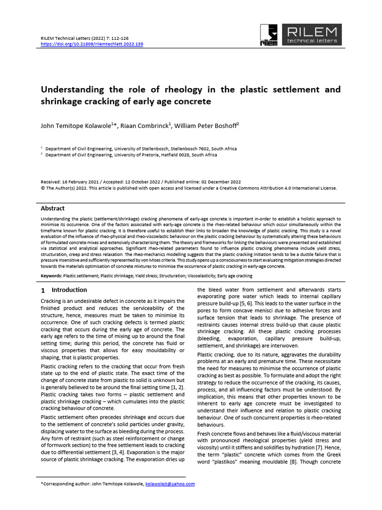 Plastic_shrinkagevsrheology | PDF | Viscoelasticity | Rheology