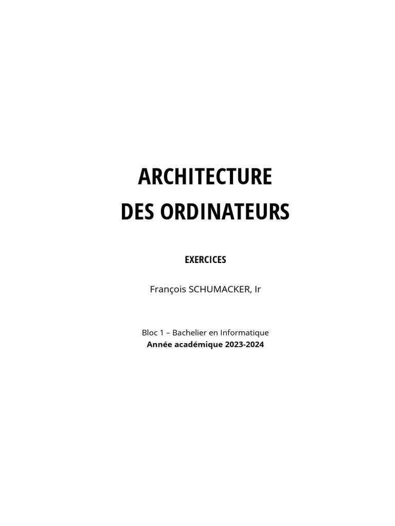 Architecture Des Ordinateurs - Exercices - 2324 | PDF