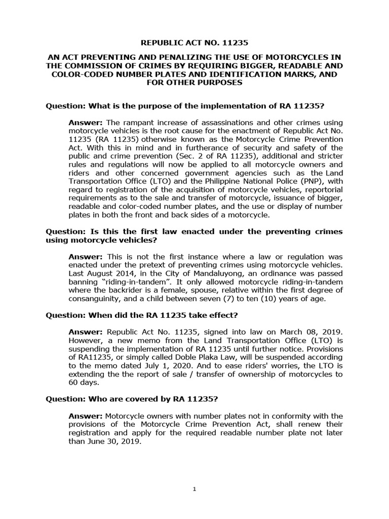 Ra 11235 | Download Free PDF | Vehicle Registration Plate | Government