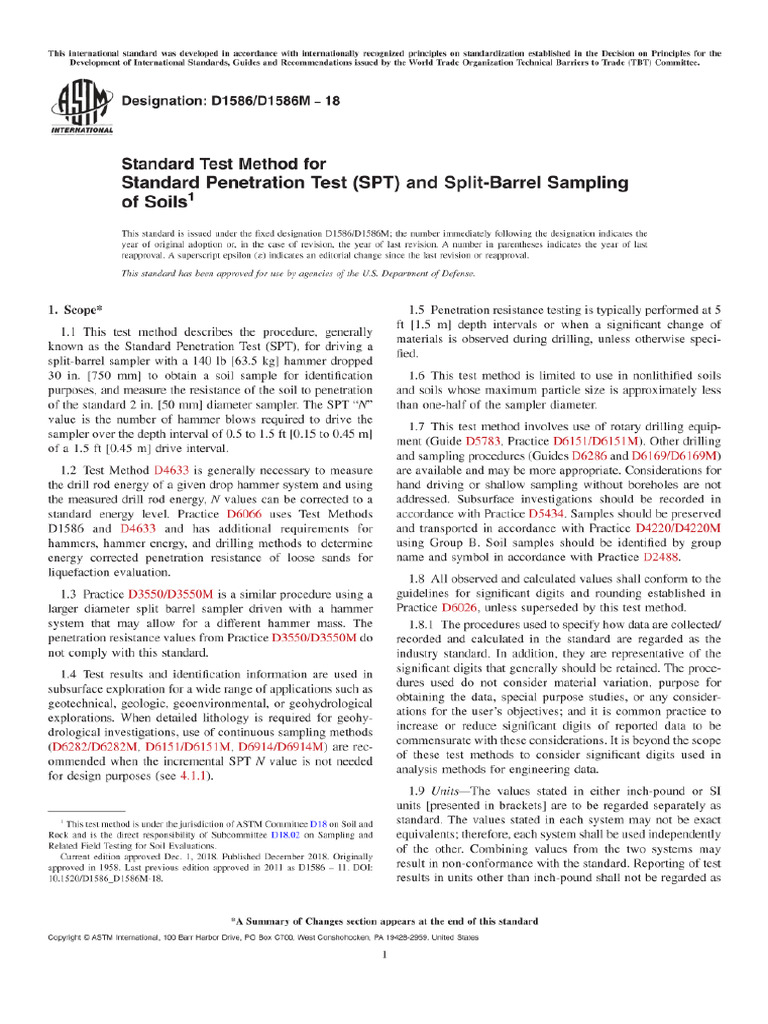 Astm D1586-18 | PDF