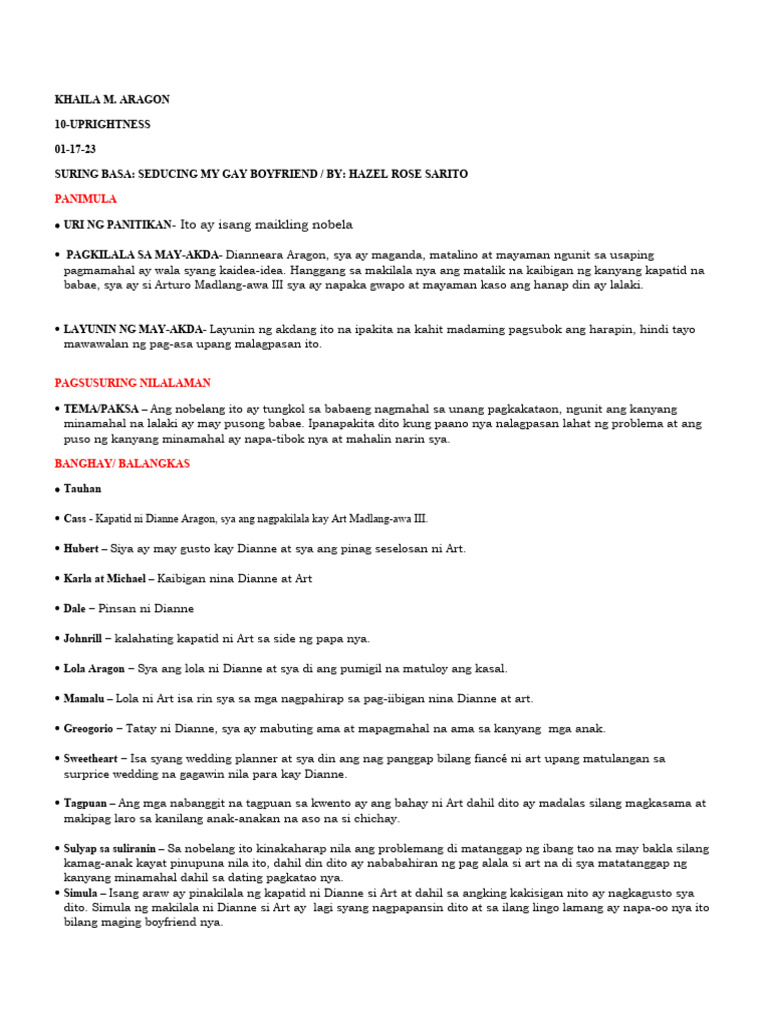 Suring Basa - Nobela | PDF