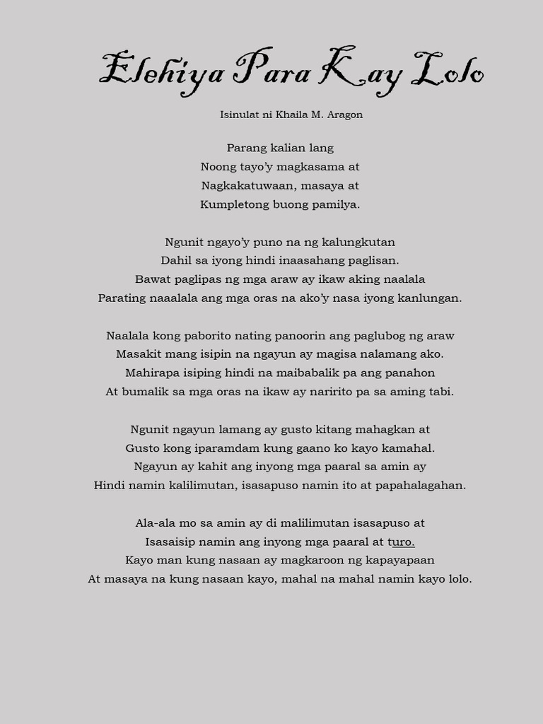 Elehiya para Kay Lolo | PDF