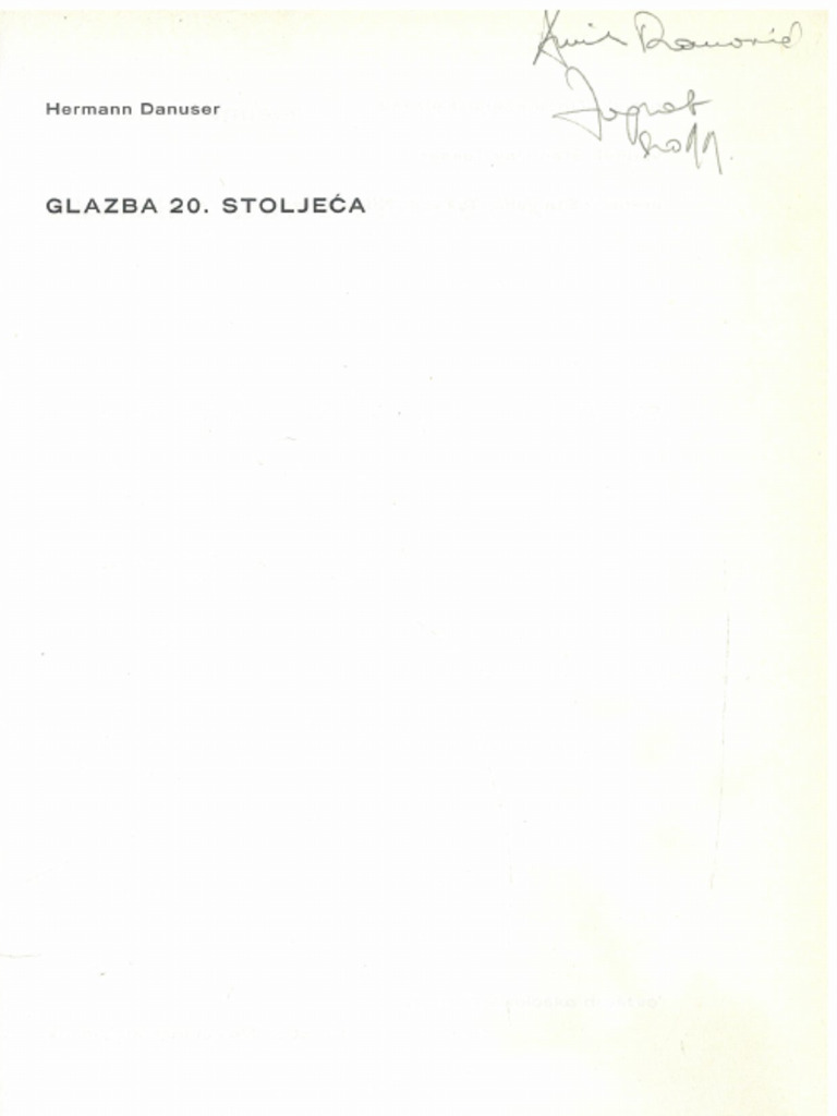 Danuser, Hermann. Glazba 20. Stoljeca | PDF