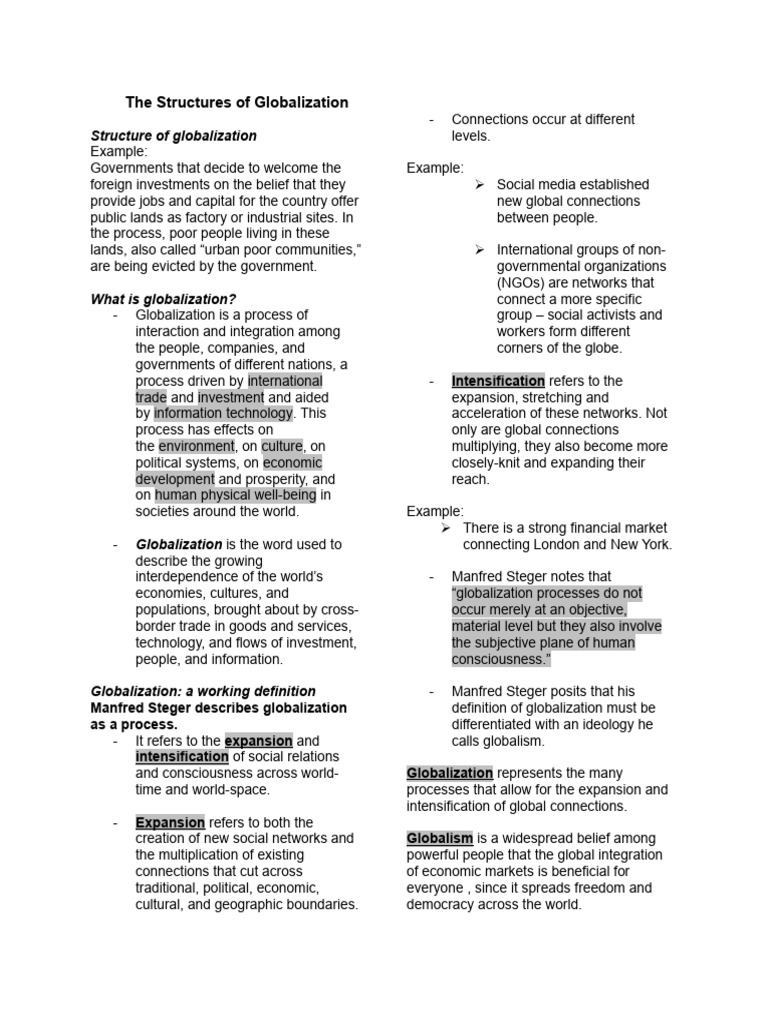 The Structures of Globalization | PDF | Globalization | Economies