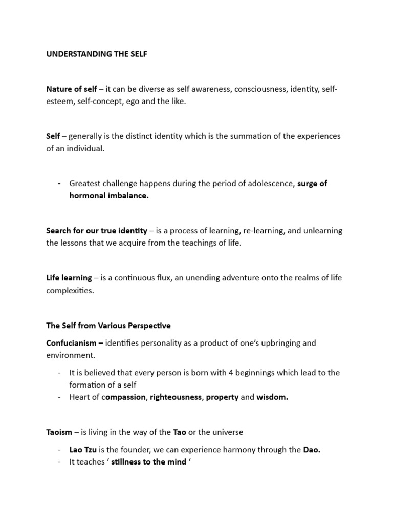 Understanding The Self | PDF