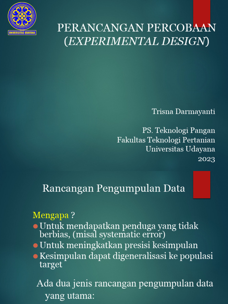 2023 - Perancangan Percobaan 1 | PDF
