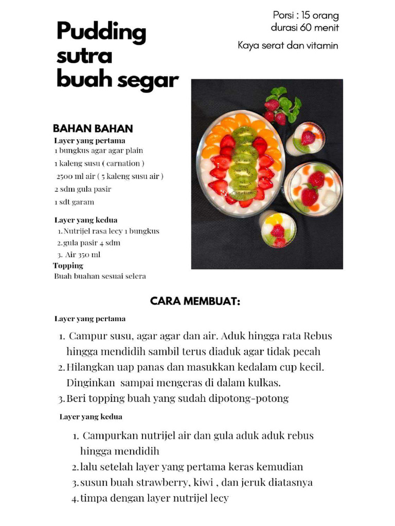 Resep Puding Buah Sutra | PDF