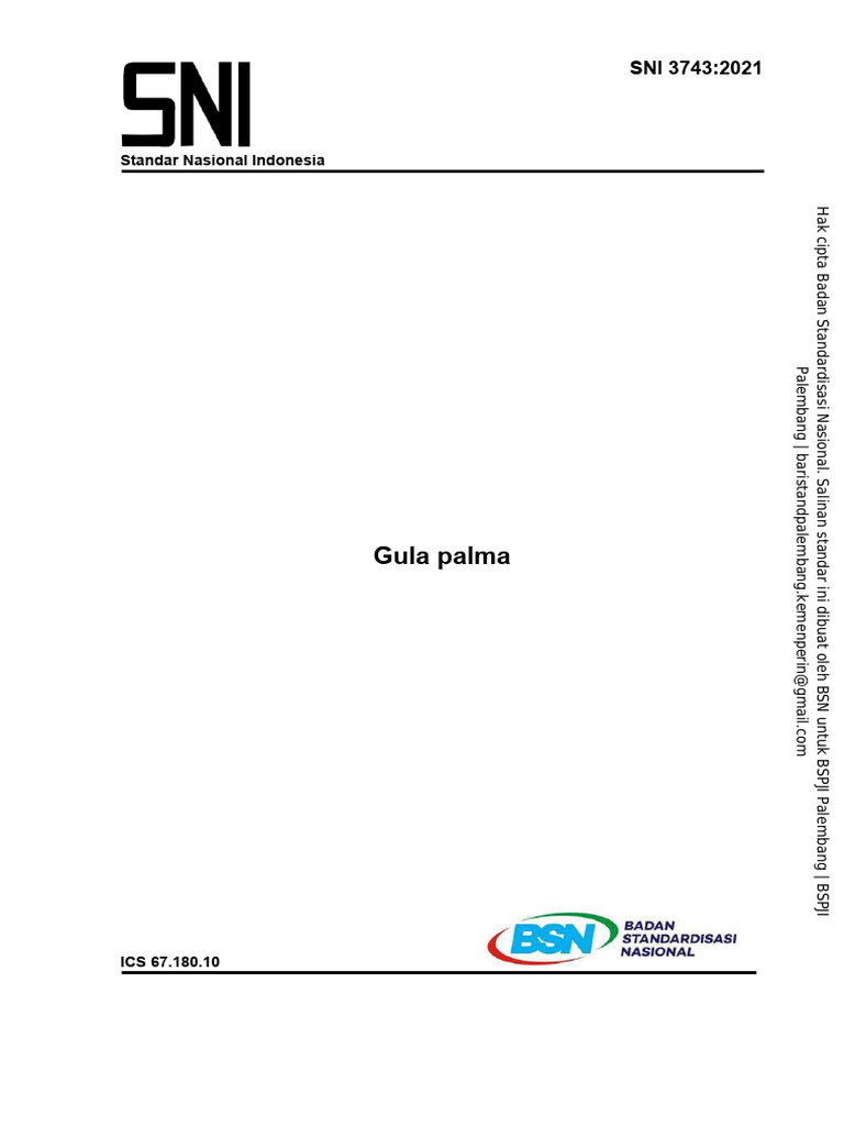 SNI 3743-2021 Gula Palma | PDF