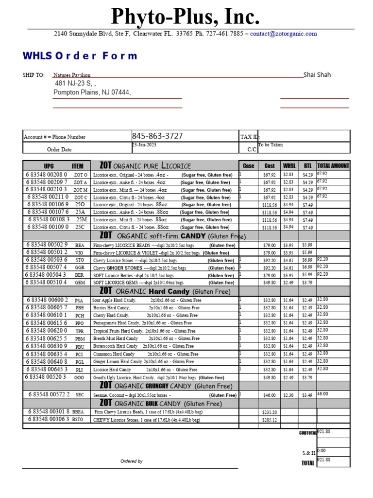 Natures Pavilion - Order Form | PDF