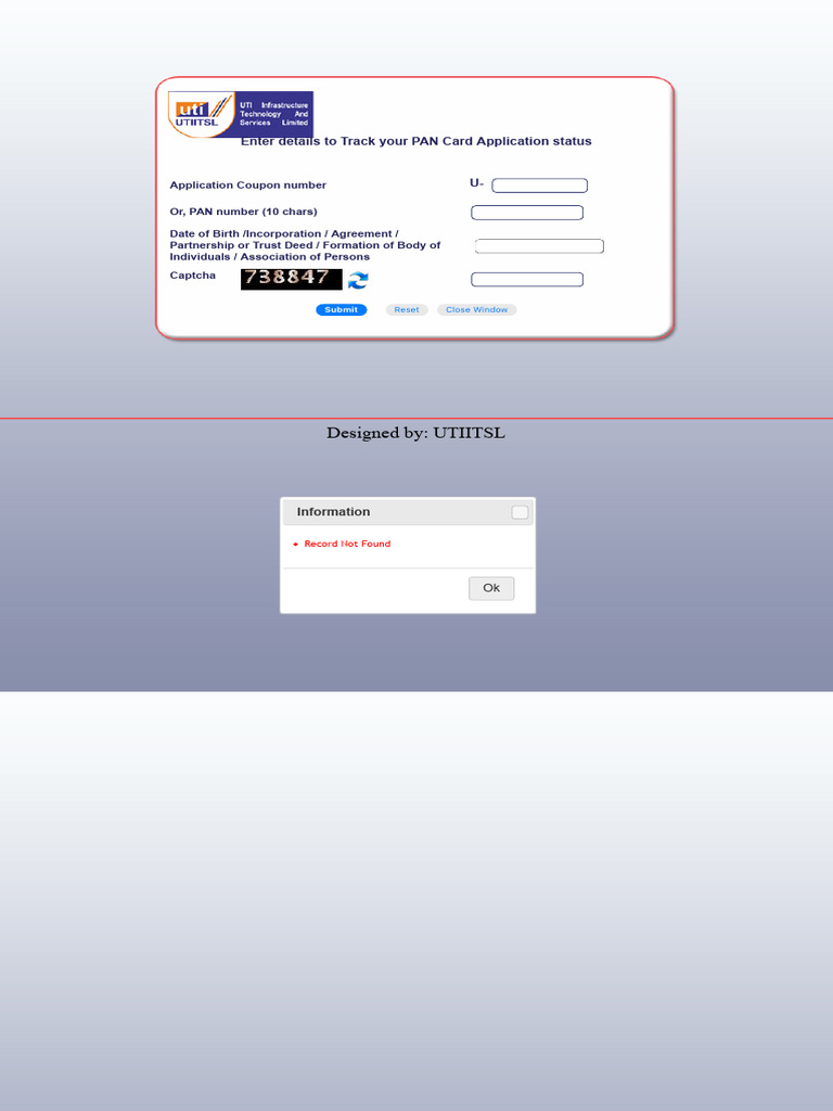 UTIITSL Track Your PAN Application | PDF