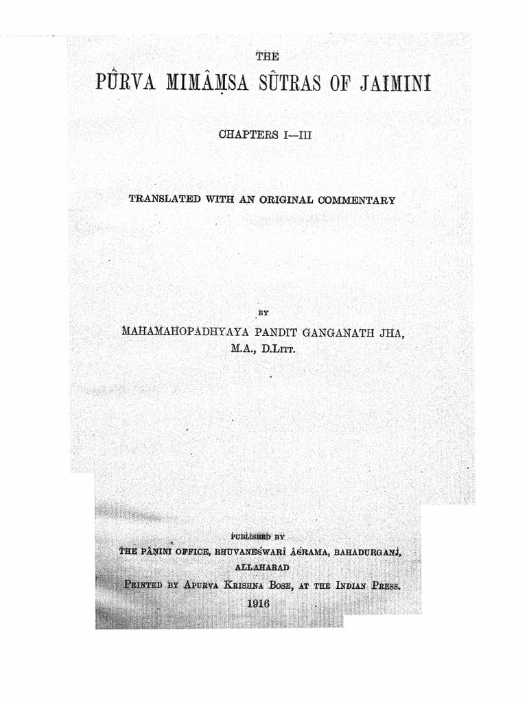 G Jha Translation of Jaimini Sutras | PDF