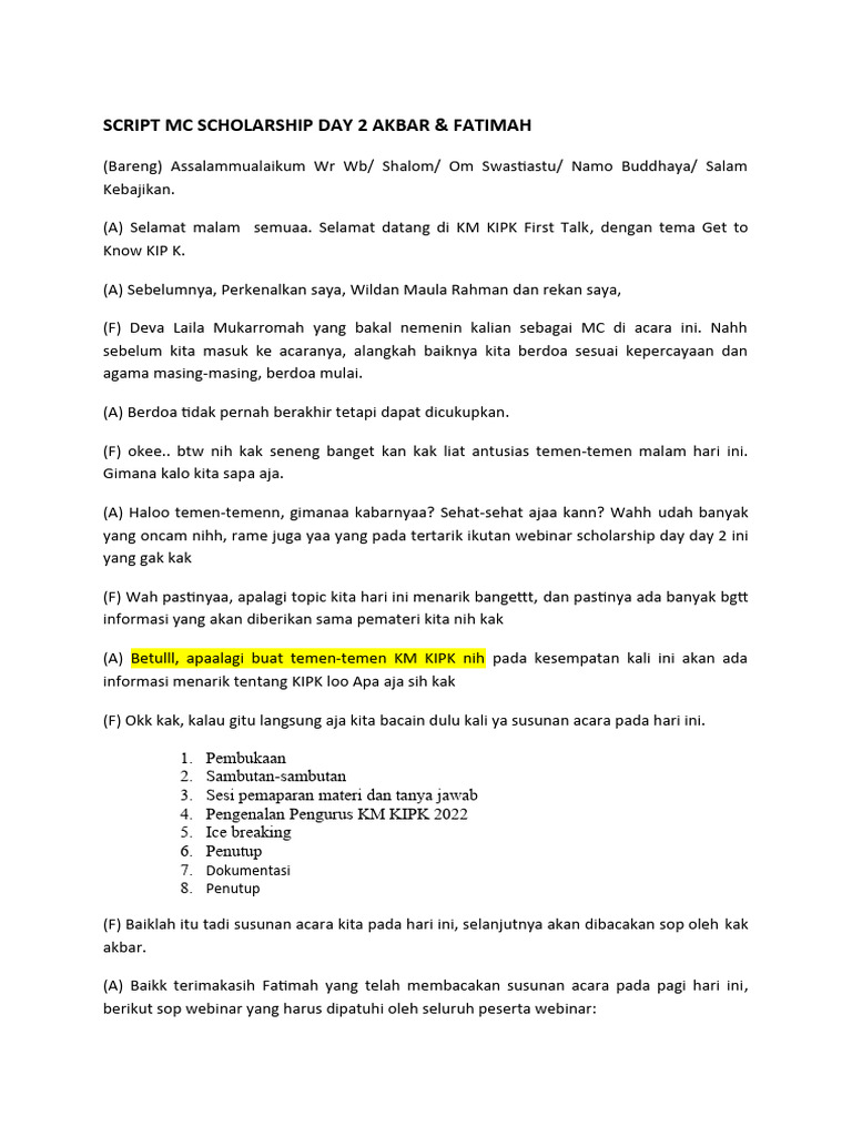 Script SD Akbar & Fatimah | PDF | Game & Aktivitas | Kajian Bahasa Asing