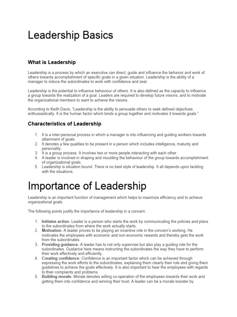 Leadership Basics | PDF