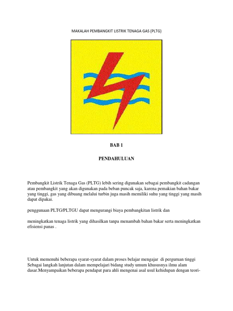 Makalah Pembangkit Listrik Tenaga Gas PL | PDF | Sains & Matematika