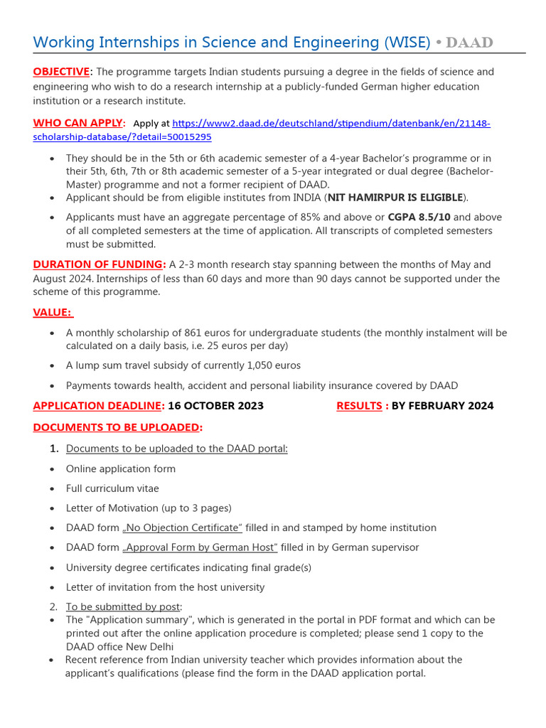 Working Internships in Science and Engineering | PDF | Academic Degree ...