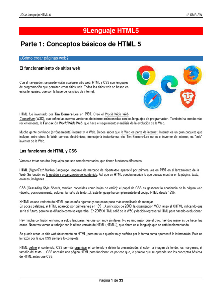 AW_UD2_Lenguaje_HTML5_2324 | PDF | HTML | Hipervínculo