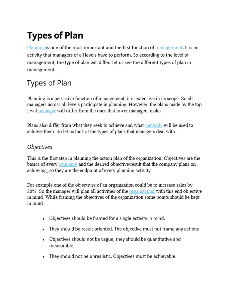 Types of Plan | PDF