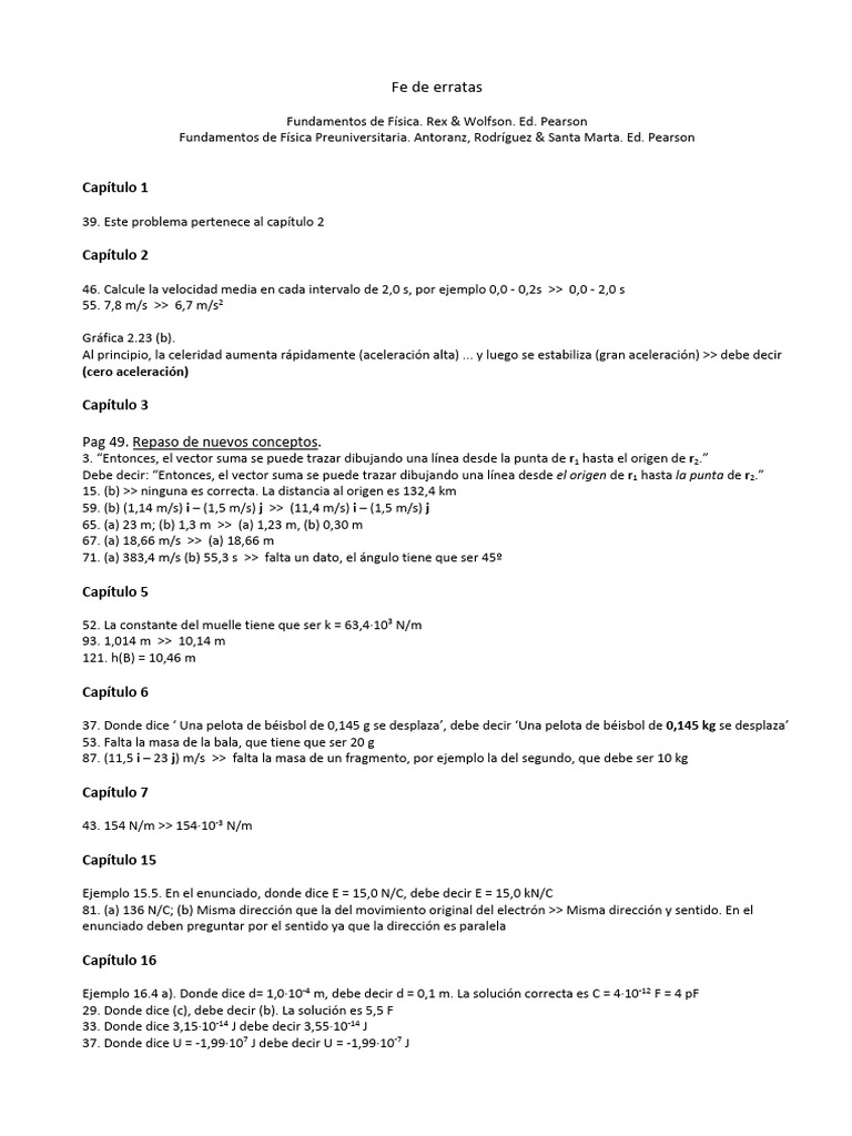 Fe de erratas | PDF