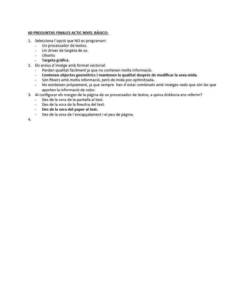 60 Preguntas Finales Actic Nivel Básico | PDF