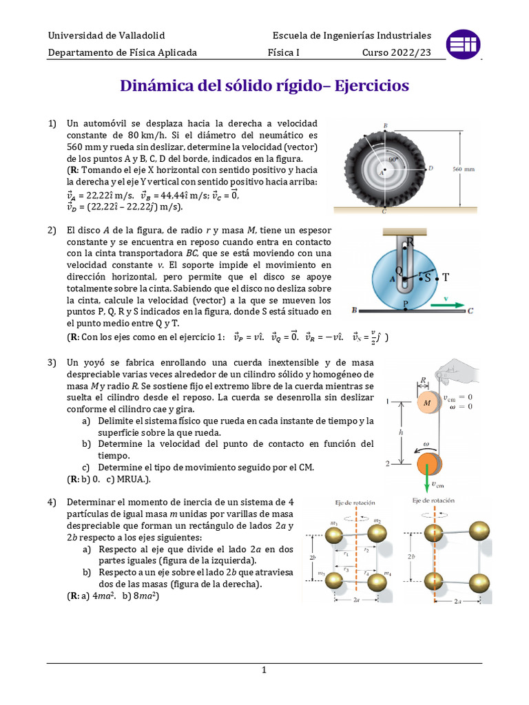 Tema 5 - Dinámica - Del - Sólido - Rígido-Ejercicios | PDF