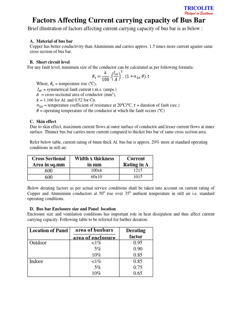 Factors Affecting Current Carrying Capacity of Bus Bar 1685924121 | PDF ...