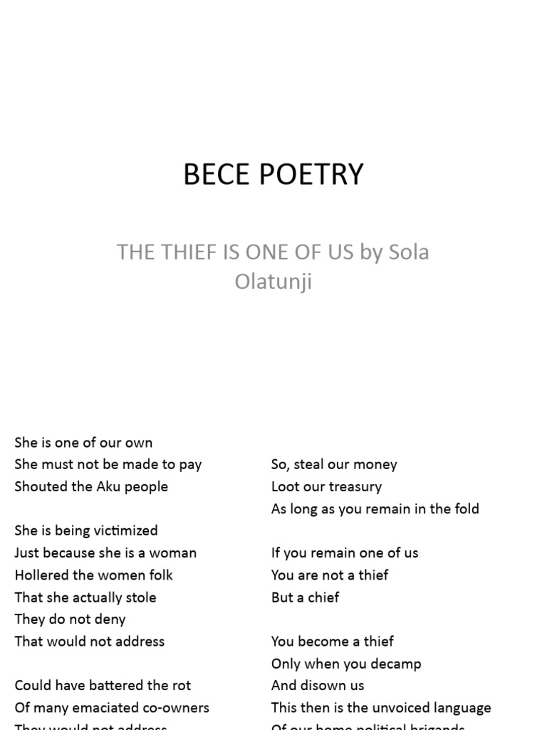 Bece Poetry The Thief Is One of Us | PDF | Poetry