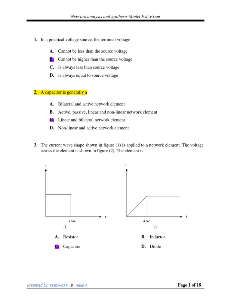 Network Analysis and Synthesis Exam Guide | PDF | Network Analysis ...