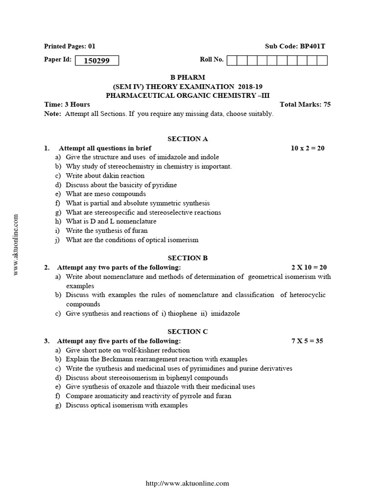 2 Year Bpharm-4-Sem-Pharmaceutical-Organic-Chemistry-3-Bp401t-2019 | PDF