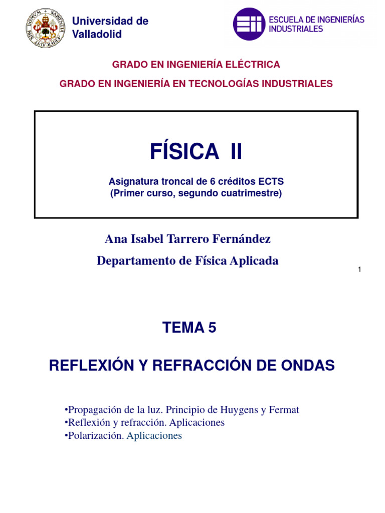 T 5 - Reflexion y Refracción | PDF | Refracción | Ligero