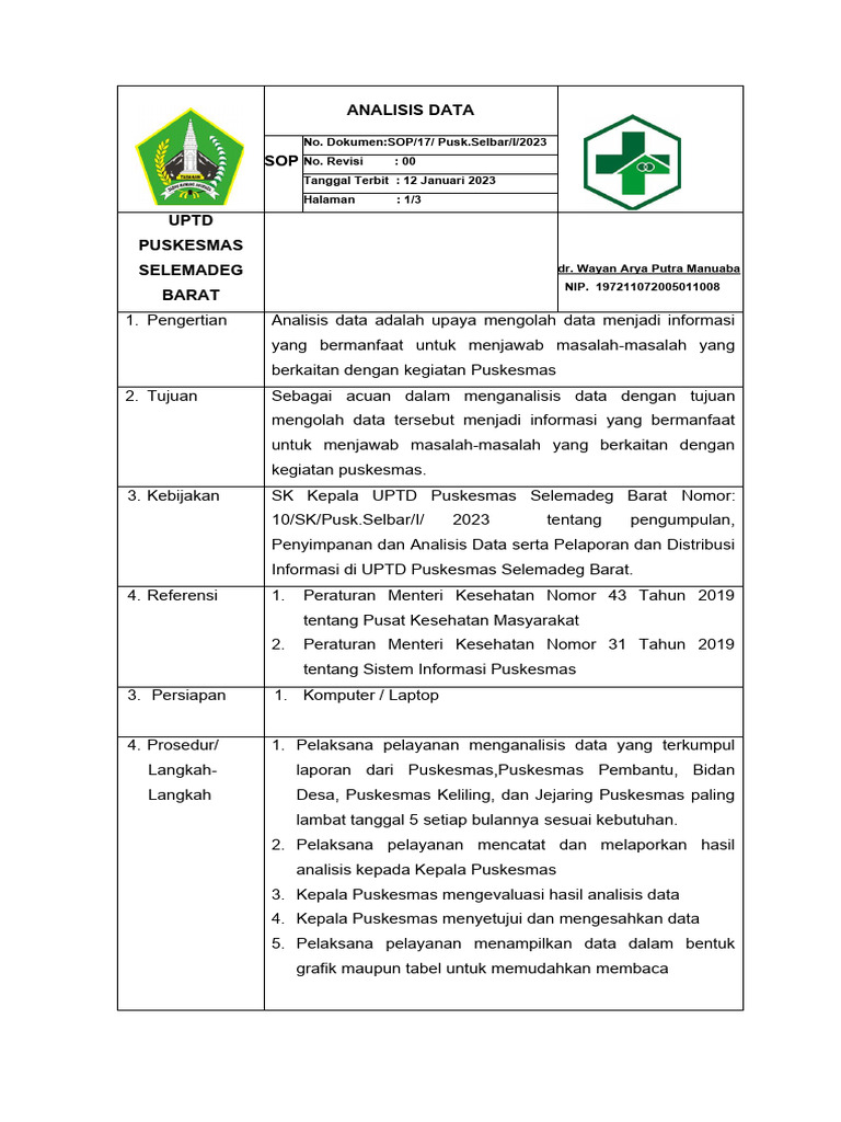 Sop Analisa Data Sip | PDF