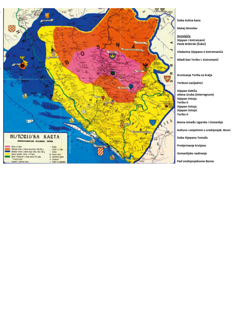 Srednjovjekovna Bosna - Karta - Vladari | PDF