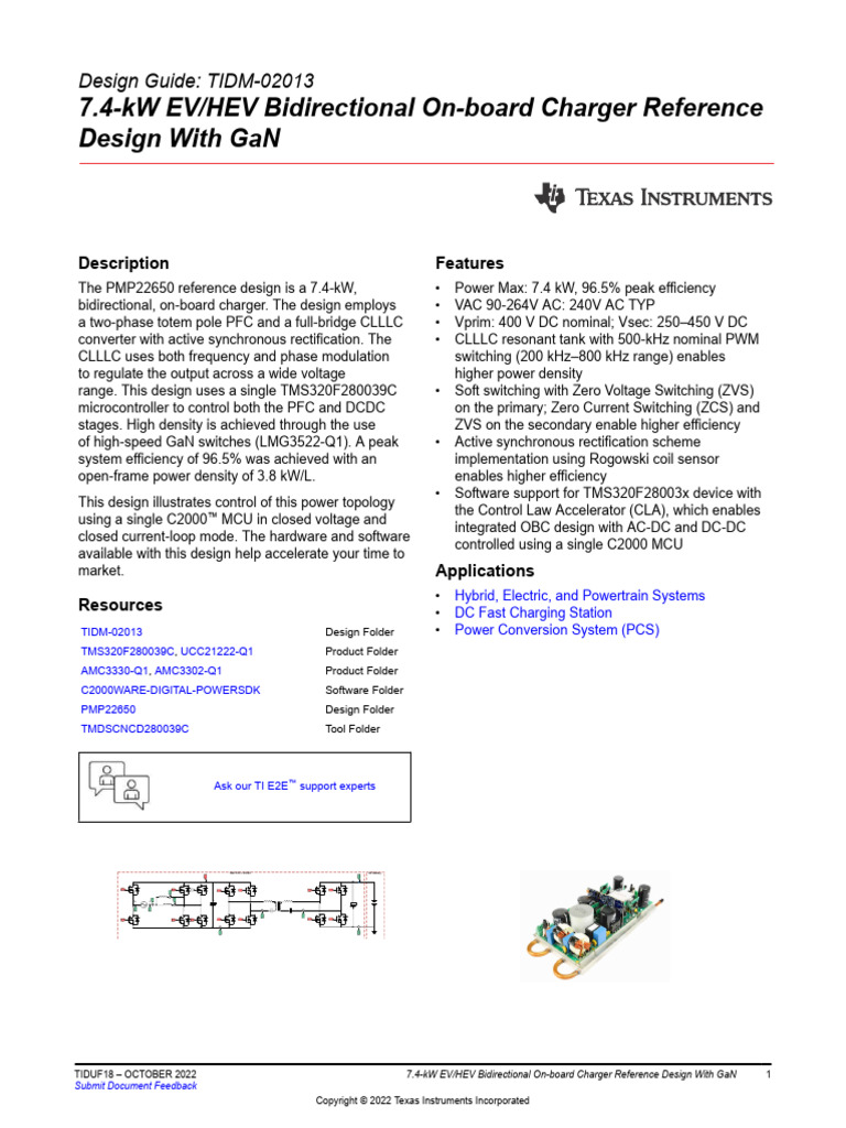 Bidirectional On-Board Charger Reference Design With GaN | PDF ...